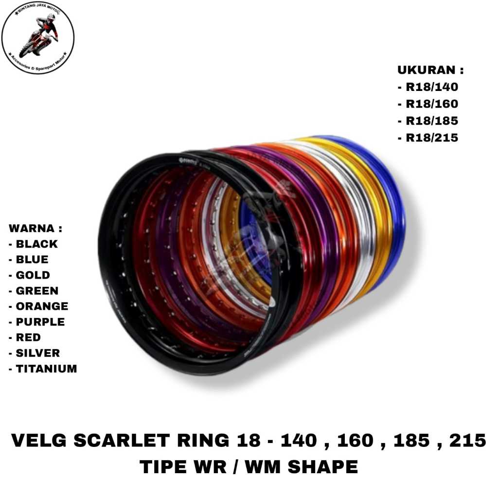 Jual Velk Pelek Velek Pelk Velg Rim Aloy Scarlet Tipe WR/WM Ring R 18 ...
