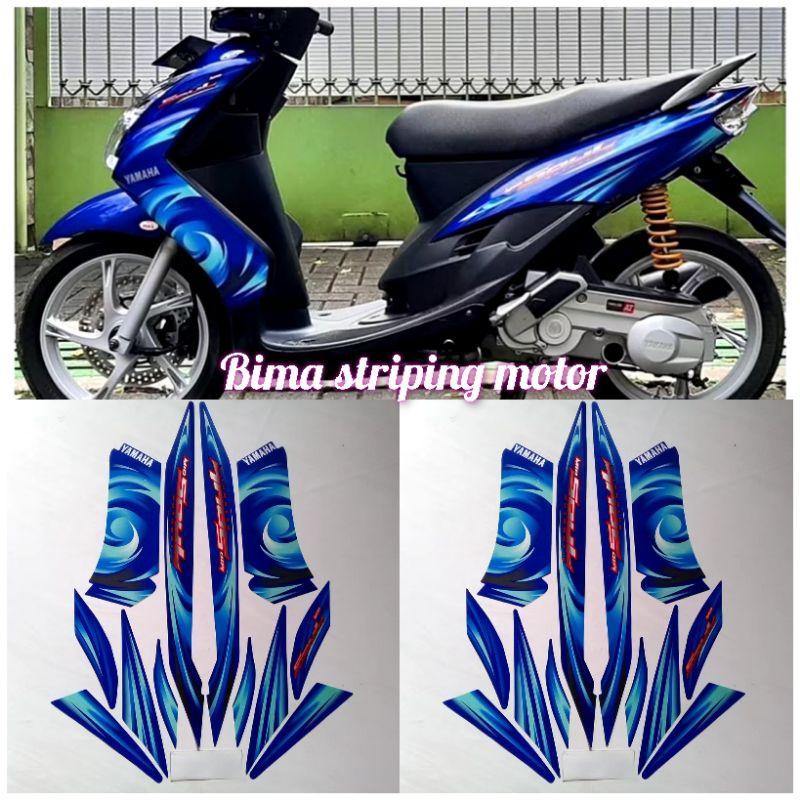 Jual stiker striping list body motor full set mio soul 2007 full biru ...
