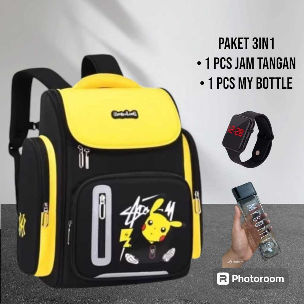 Jual Tas gambar Pokemon / Tas ransel sekolah anak laki laki perempuuan ...