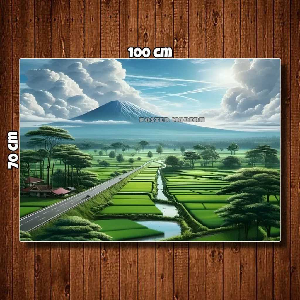 Jual Lukisan Poster cetak Gambar PEMANDANGAN DESA NEW 100X50CM 100X70CM ...