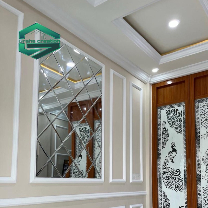 Jual READY paket set 20x20 kaca cermin bevel dinding moulding tebal ...