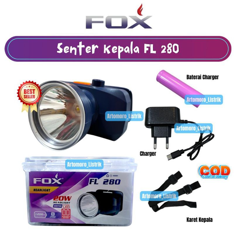 Jual SENTER KEPALA FOX FL-210 FL-280/SENTER KEPALA FOX | Shopee Indonesia