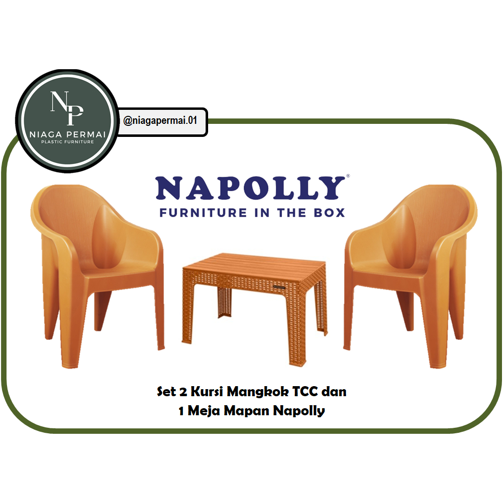 Jual Set 2 Kursi Mangkok dan 1 Meja Teras Napolly (2 Buah Kursi TCC, 1 ...
