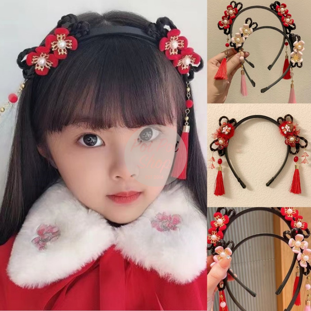 Jual Bando Imlek Anak Bunga Meihua Ikat Rambut Imlek Premium Lucu CNY ...