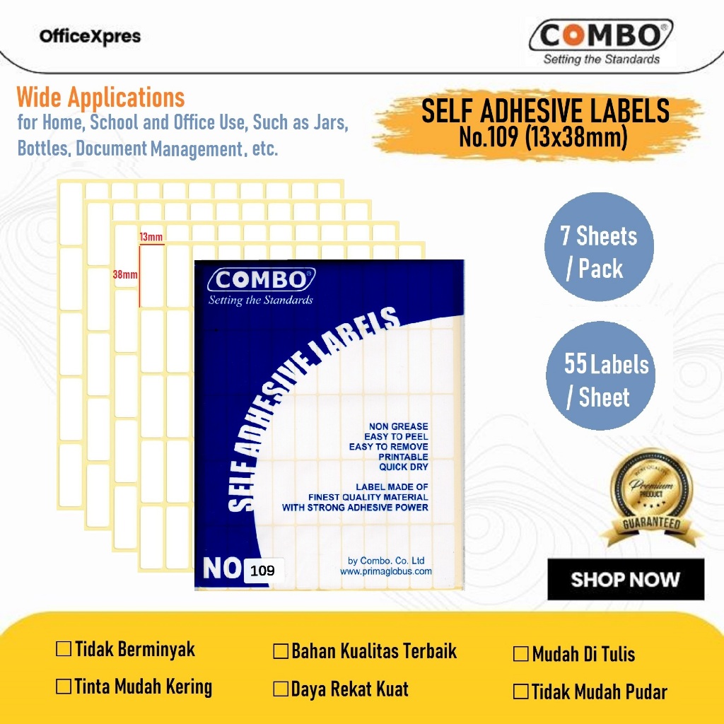 Jual Stiker Label No.109 12x38mm / Self Adhesive Labels No 109 / Label ...