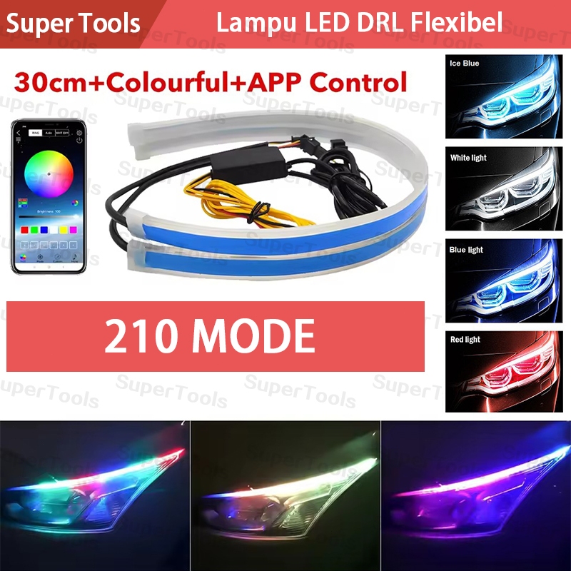 Jual Lampu LED DRL Alis Flexibel WRGB APP 30 cm Welcome + RGB Matrix ...