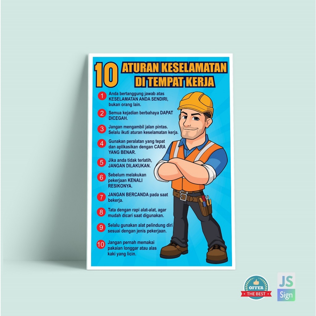Jual POSTER SAFETY K3 - 10 ATURAN KESELAMATAN KERJA UKURAN A0 | Shopee ...
