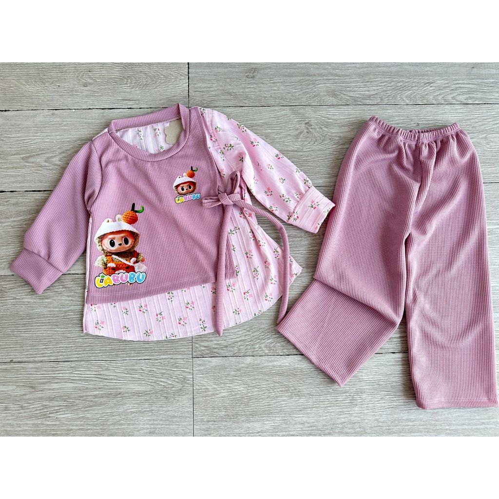 Jual Setcel Anak Tali Waffle Usia 1-4 tahun Motif Bunga Bahan Knit ...