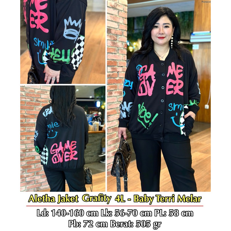 Jual FINA BIGSIZE - (ALETHA JACKET GRAFITY) JACKET WANITA JUMBO BIGSIZE ...