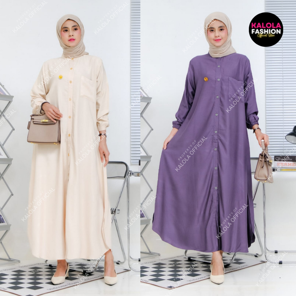 Jual Kalola Store - Verona midi Rayon Twill kantong depan dada kancing ...
