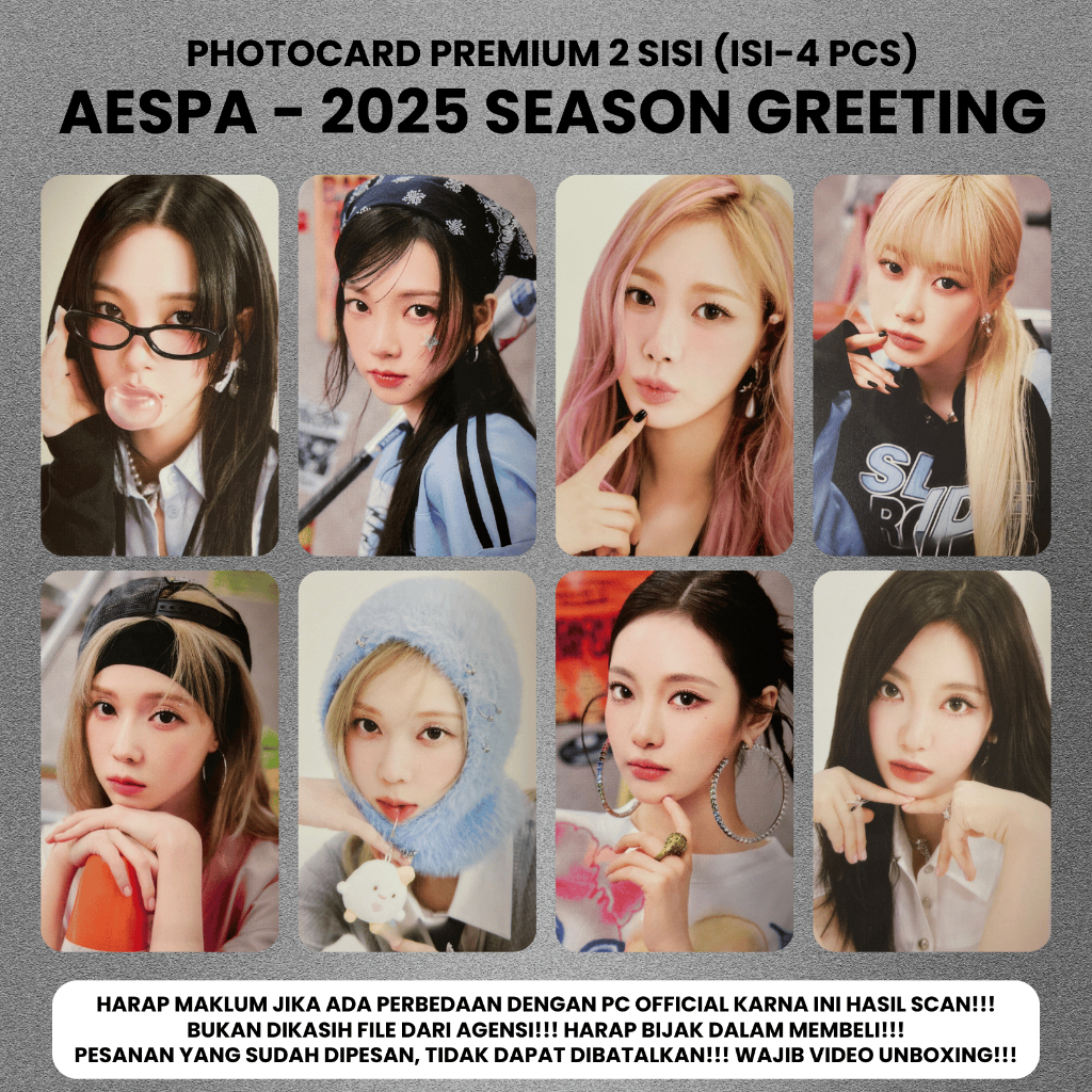 Jual (ISI 4 PCS) Photocard AESPA 2025 Season Greeting - Potocard PC Premium 2 Sisi Kartu Kpop ...