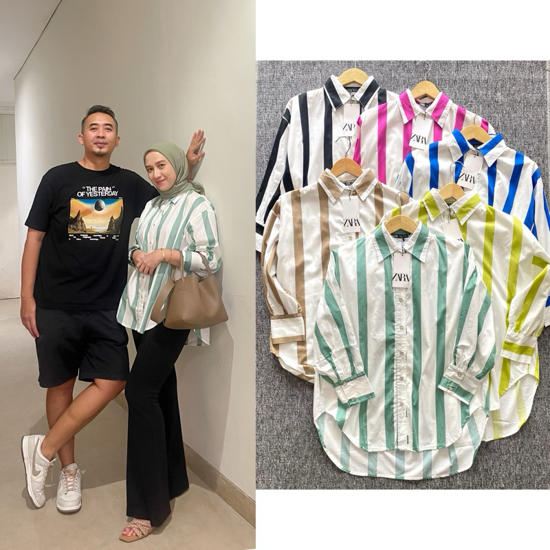 Jual JENA Chafia Shirt Garis | Shopee Indonesia