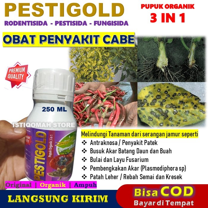 Jual OBAT PENYAKIT CABE AMPUH PESTIGOLD 250ML Fungisida Organik Hayati ...