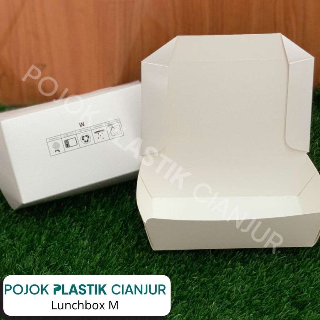 Jual Paper Lunch Box M / Kotak Makan Kertas Ukuran M sudah terlipat ...