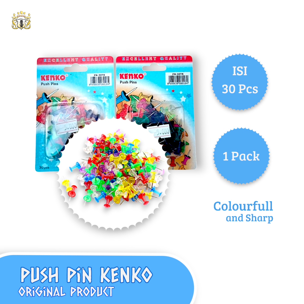 Jual Push Pin Kenko Transparan Serbaguna / ATK Kantor / Peniti catatan ...