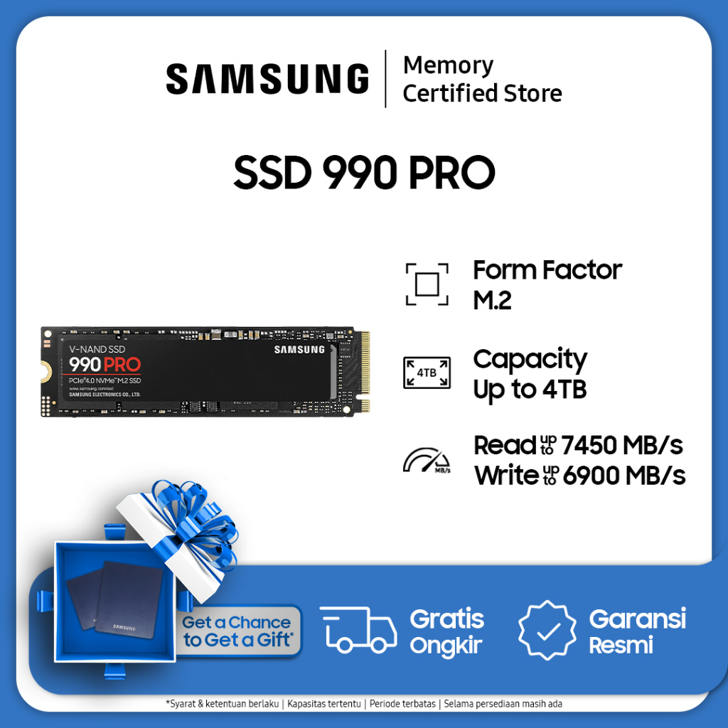 Jual Samsung SSD 990 PRO NVMe M.2 - 1TB / 2TB / 4TB | Shopee Indonesia