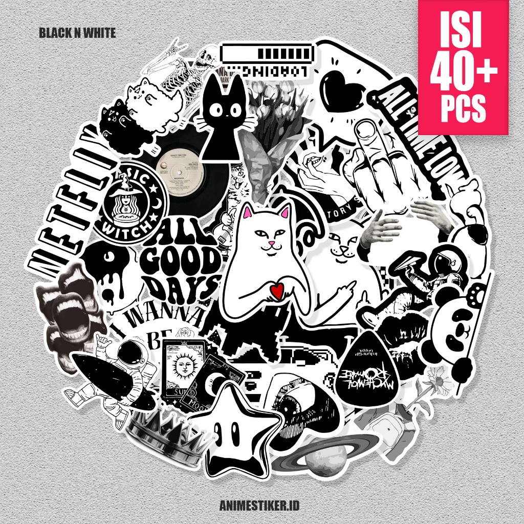 Jual stiker sticker pack BLACK N WHITE stiker estetik stiker pack ...