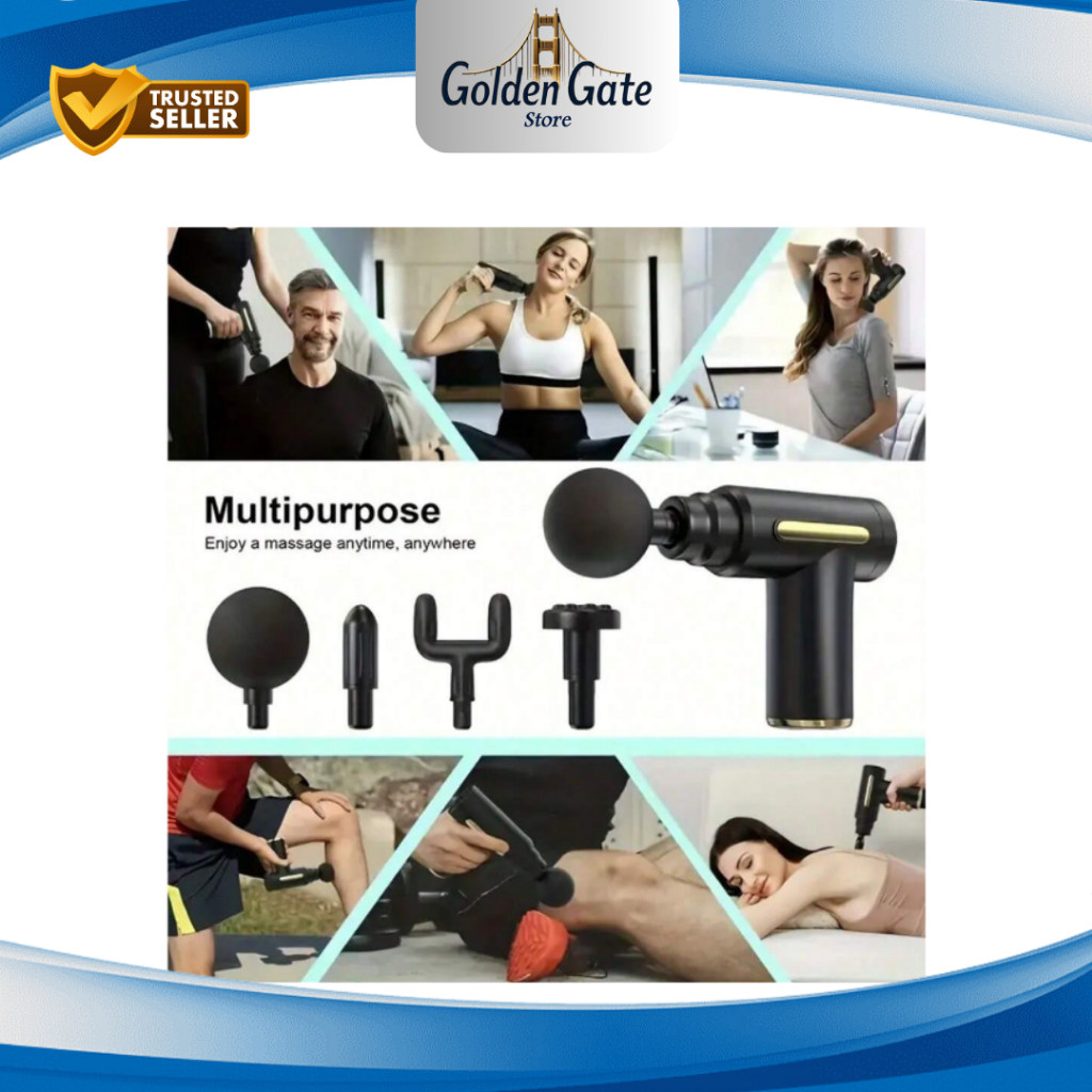 Jual Pijat Elektrik Massage Gun 4IN1 || Alat Getar Pijat Elektric ...