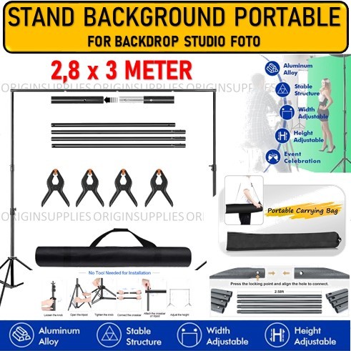 Jual Stand Background 3 meter x 280cm Tripod Tiang backdrop Bracket ...