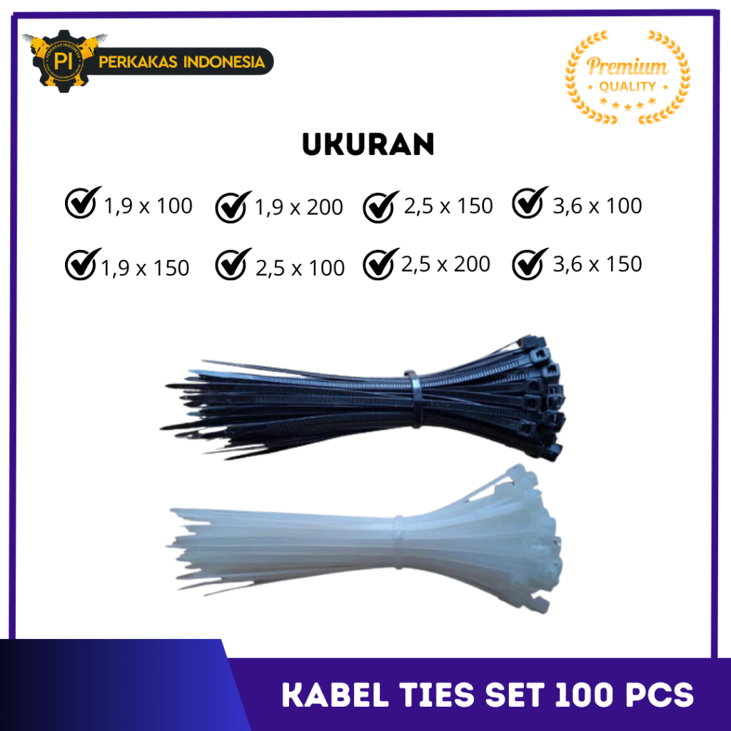 Jual Tali Pengikat Kabel Cable Ties SET 100 PCS Tali Ikat Selang Klem ...