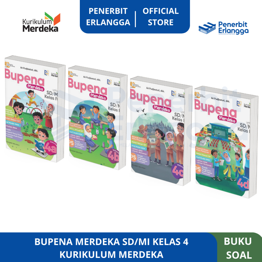 Jual [Erlangga Official] Bupena Merdeka Sd/Mi Kelas 4a 4b 4c 4d Kurikulum Merdeka | Shopee Indonesia