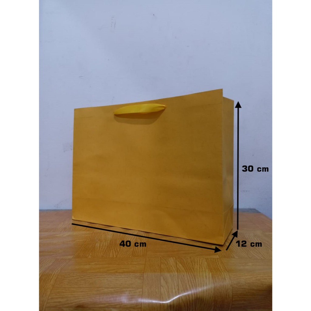 Jual PaperBag - Warna Kuning (Bahan Hawai -210 gr ) - 40cm x 12cm x ...