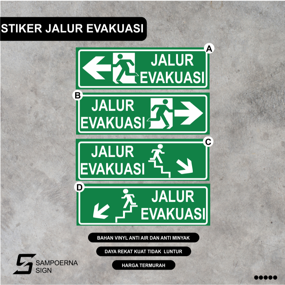 Jual Stiker Evakuasi / Stiker Evakuasi / Sticker Evakuasi / Sticker Jalur Evakuasi / Sign ...