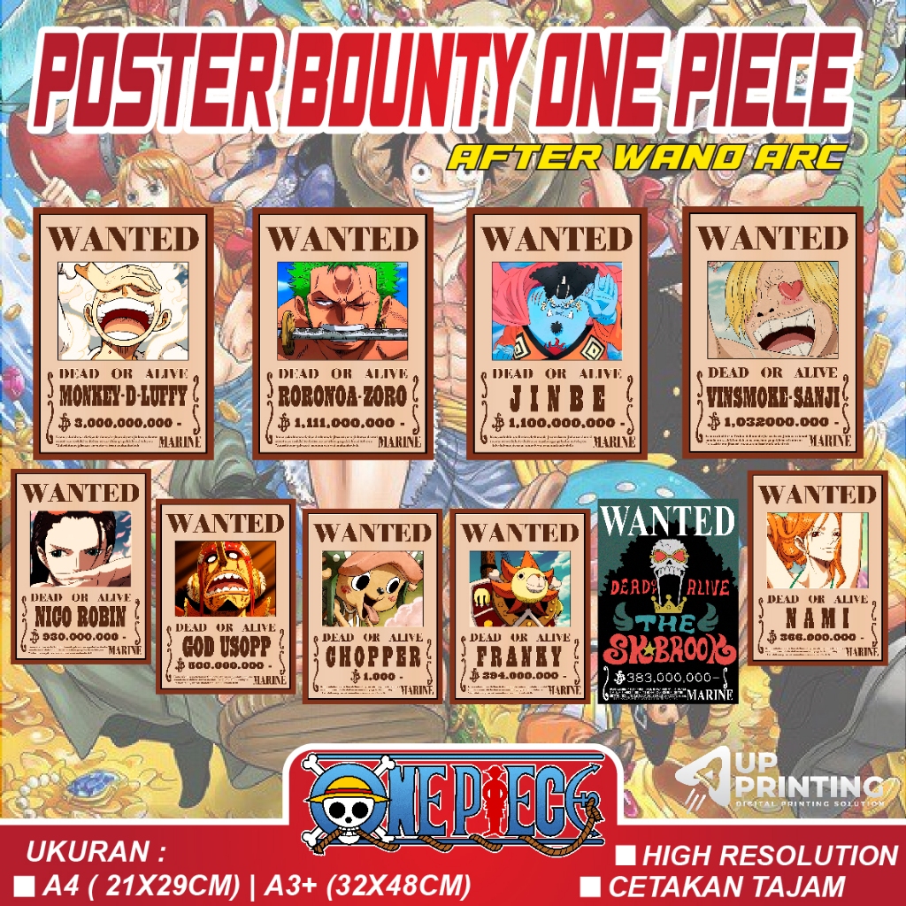 Jual Poster Bounty One Piece Kru SHP Terbaru After Wano Arc Harga ...