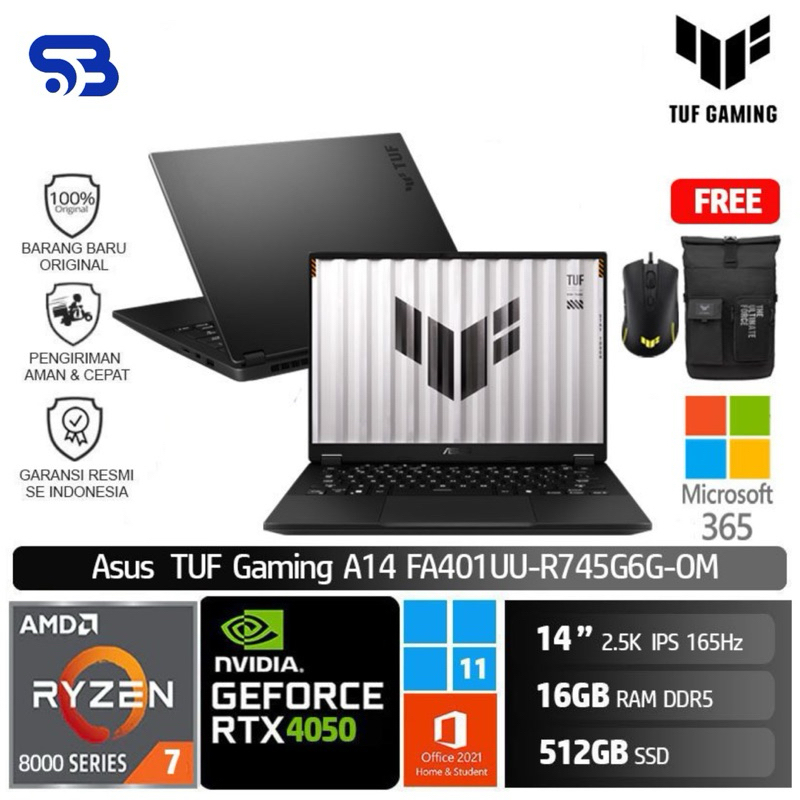 Jual Asus TUF Gaming A14 FA401UU-R745G6G-OM/Ryzen 7-8845HS/16GB/512GB ...