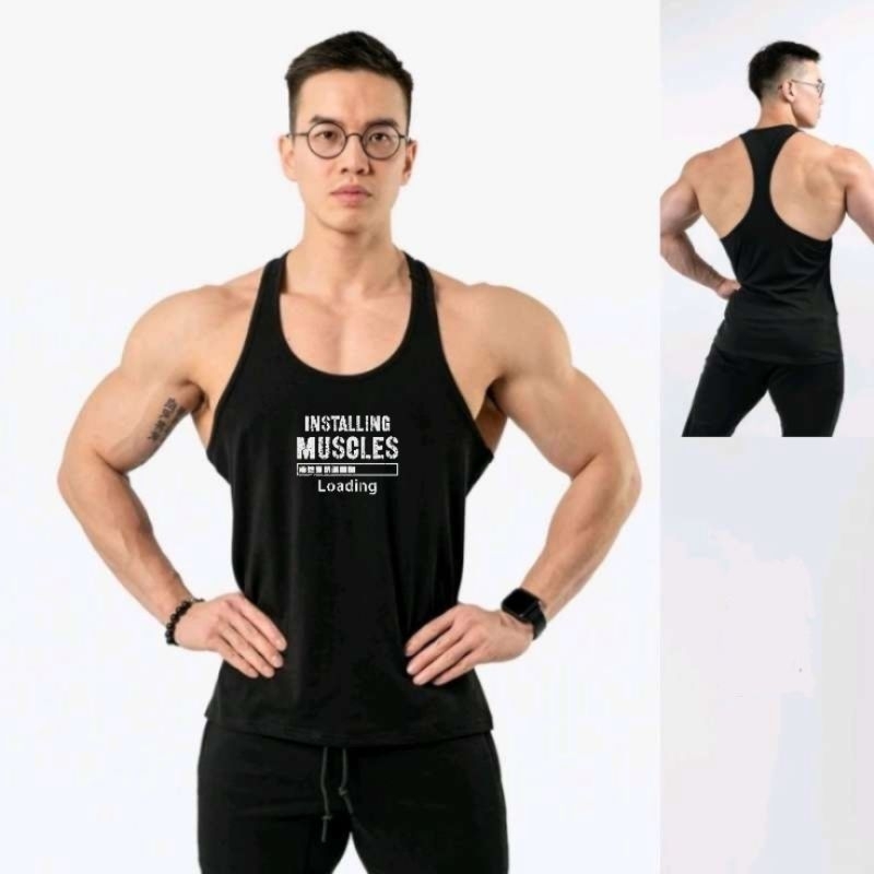 Jual Installing Muscles Muscle Gym Stringer Singlet Tali Kecil Tank Top ...