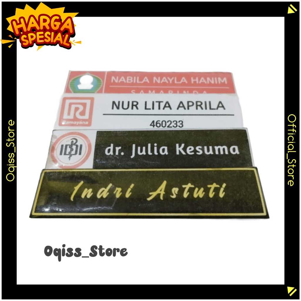 Jual OQISS Name Tag Resin Akrilik/ Papan Nama Dada Akrilik / Pin Nama ...