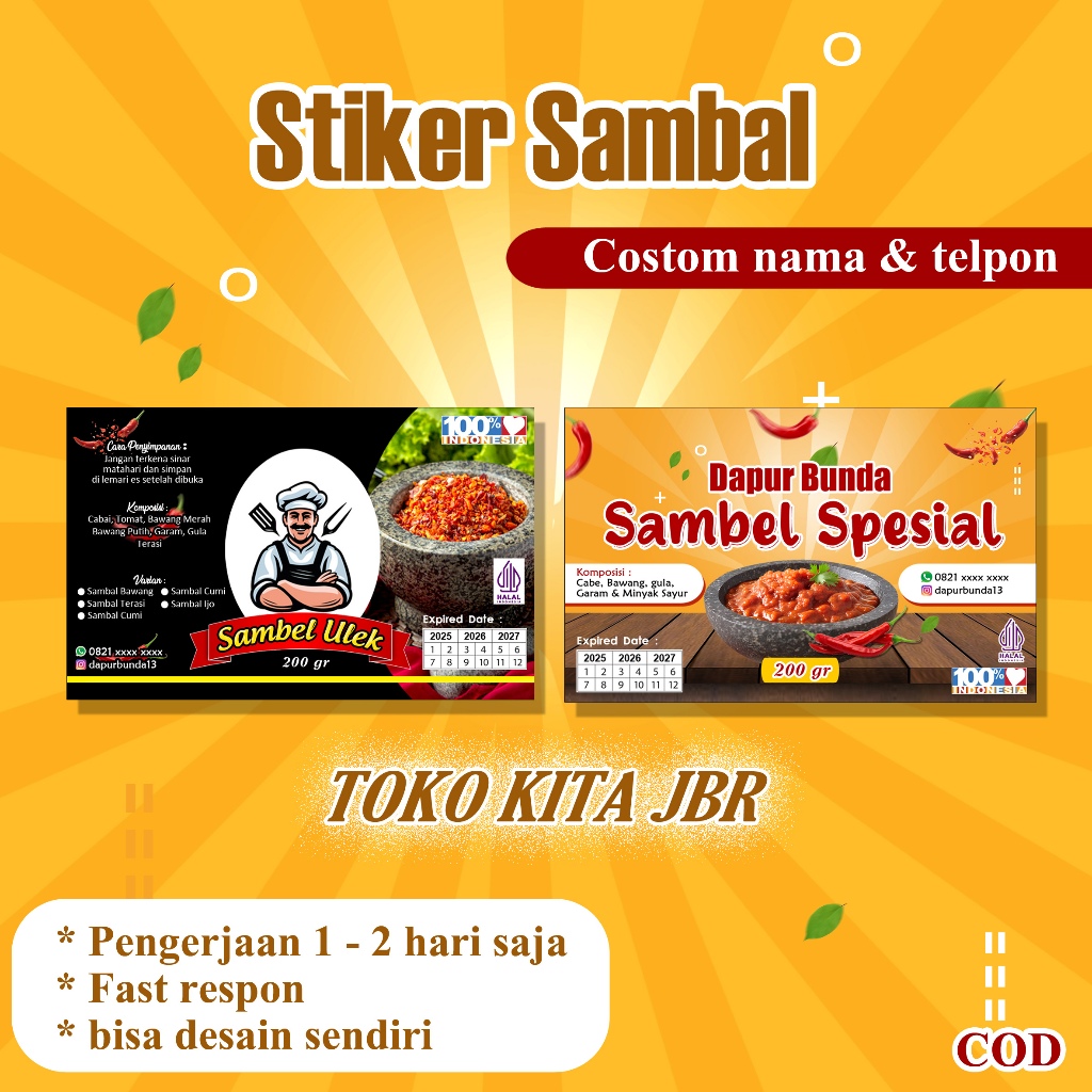 Jual Cetak Stiker Sambal / Label Botol Kemasan / Bisa Custom / Cromo ...