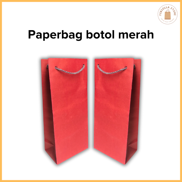 Jual Paperbag Botol Merah Polos Ukuran P11 L7 T25 Paperbag mini / Tas ...