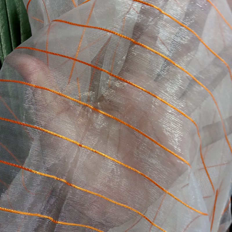 Jual Kain Organza Kaca Motif Salur Import - Kain Organza Glitter - Kain ...