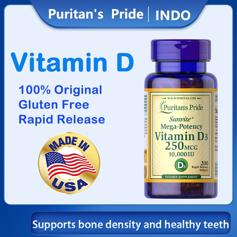Jual Puritan Pride Vitamin D3 10000IU 250 mcg 100-200 Softgels EXP:03/2027 | Shopee Indonesia