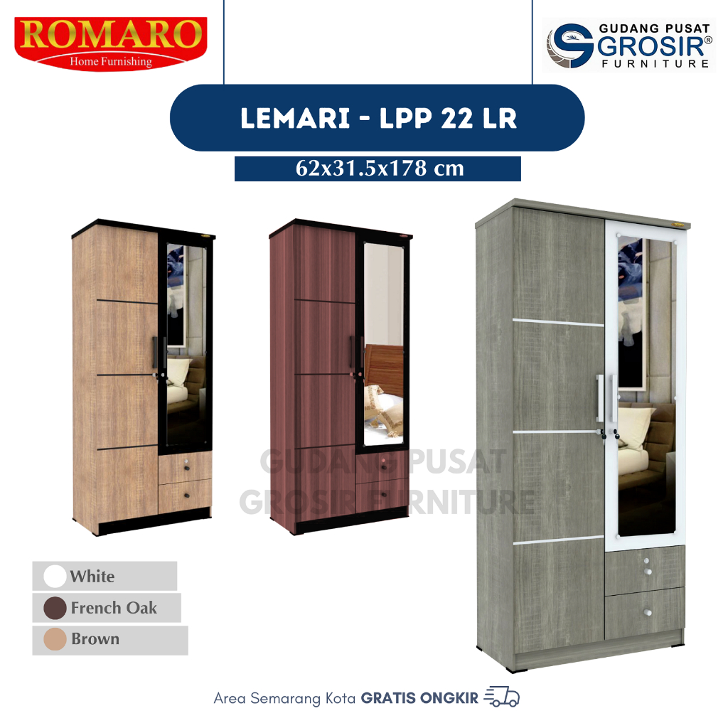 Jual ROMARO - LPP 22 LR - Lemari Pakaian 2 Pintu / Lemari Baju / Lemari ...