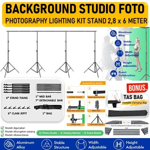 Jual Tiang Backdrop Adjust 2,8 x 6 METER Ready Stock | Shopee Indonesia