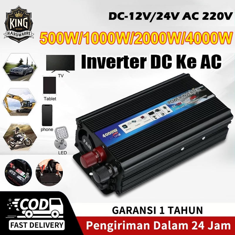 Jual 4000W Mobil Inverter 12V DC Ke 220V AC Power Converter LED Display Dual USB Pure Sine Wave ...