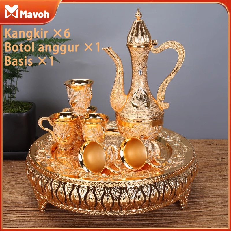 Jual 8pcs/Set Teko Arab Aladin Gold Gelas Anggur Emas Antik Emas ...