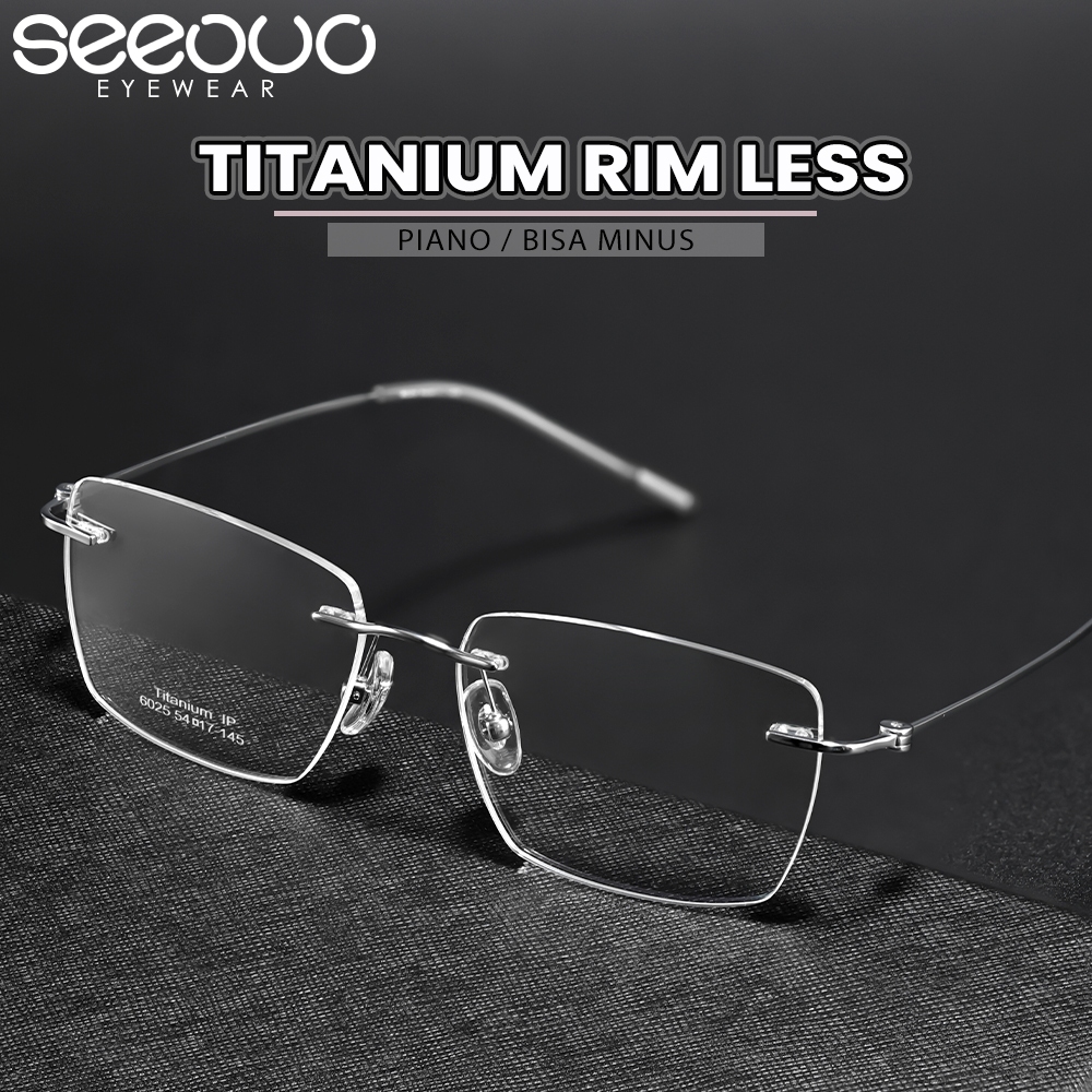 Jual Seeouo Kacamata Antiradiasi Blueray Model kotak Rimless Fashionable Bahan Titanium Ringan ...