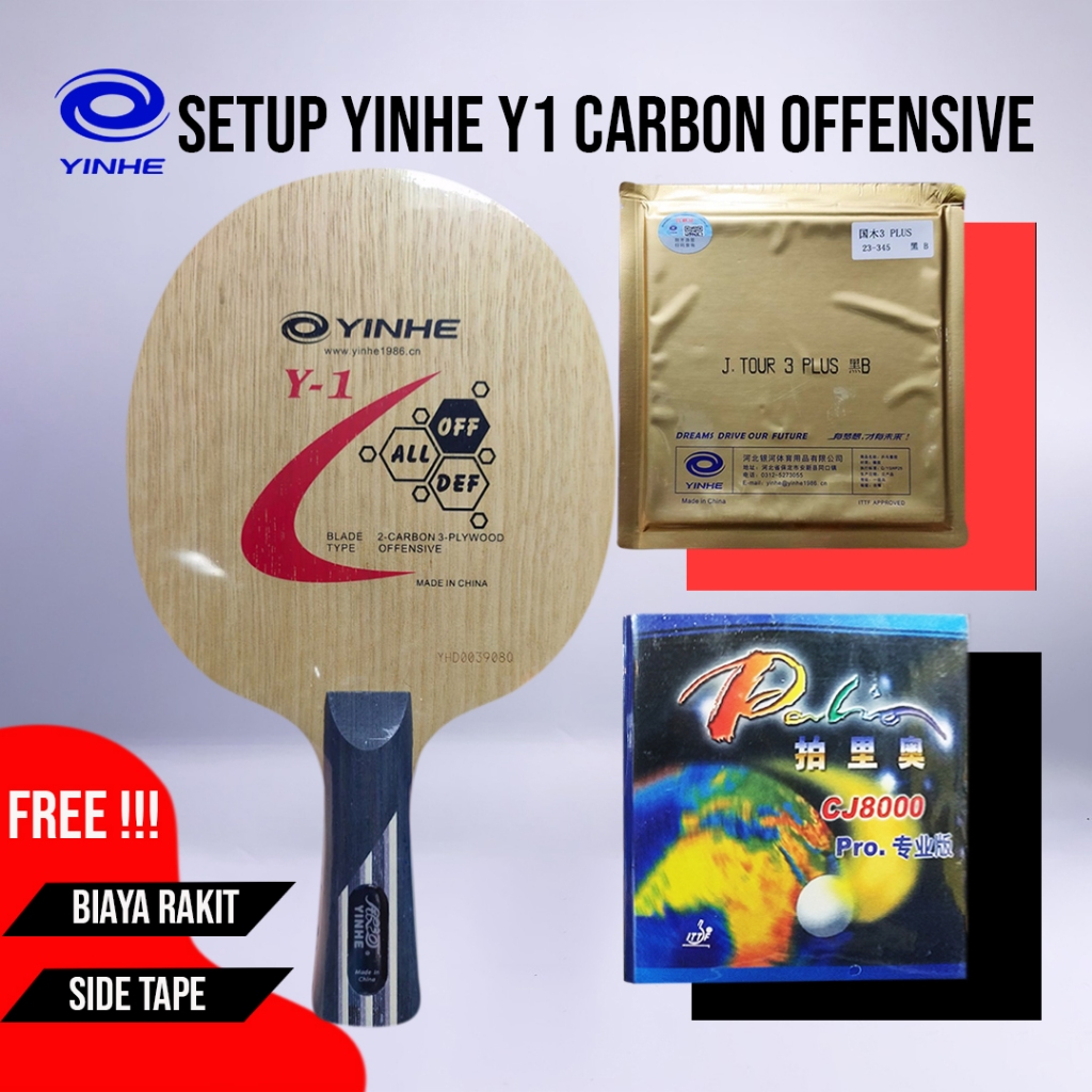 Jual Paket Bat Pingpong Rakitan Yinhe Y1 Carbon Offensive Jupiter 3 Tour Plus Palio CJ8000 Pro ...