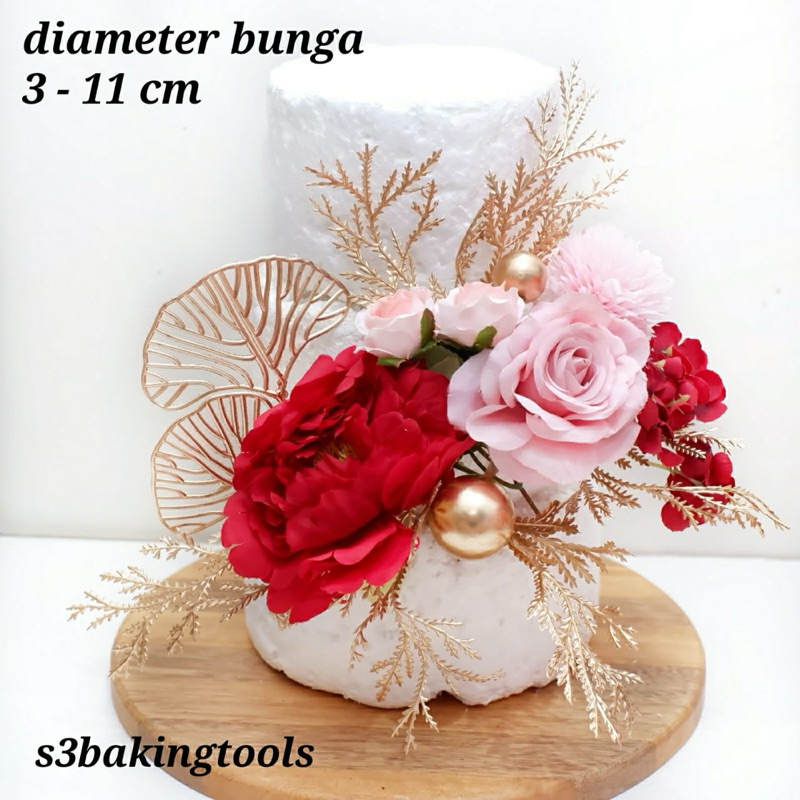 Jual Cake topper artificial flower floating red pink set hiasan kue | Shopee Indonesia