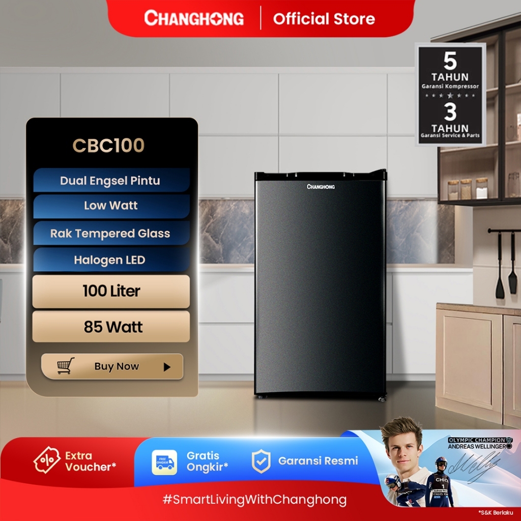 Jual Kulkas 1 Pintu Changhong CBC 100 / Kulkas Kecil 1 Pintu Kapasitas 100 Liter Changhong ...