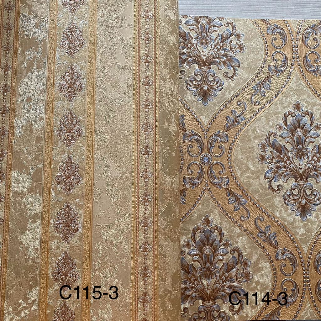 Jual Wallpaper Dinding Garis Salur Batik Gold Emas Ulir Daun Mewah | Shopee Indonesia