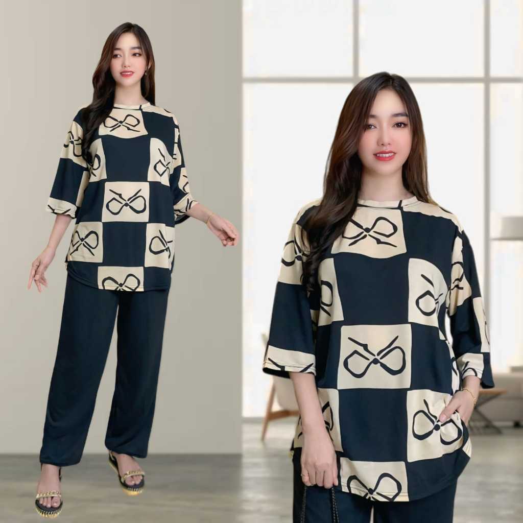 Jual RANIA SETELAN WANITA LD 120 & LD 130 CELANA LURUS DAN ATASAN OVAL ...