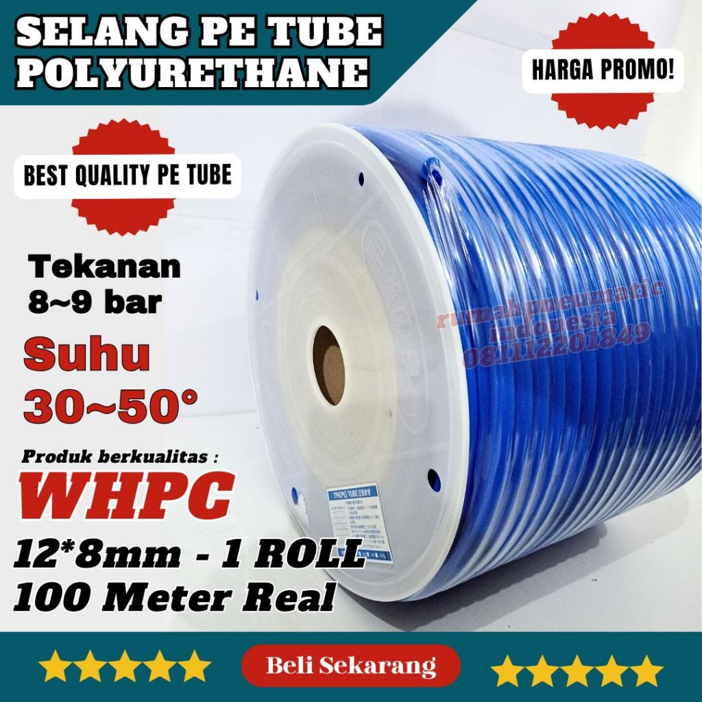 Jual 1 ROLL SELANG PE TUBE SELANG ANGIN UKURAN 12 x 8mm - 8 x 12mm ...