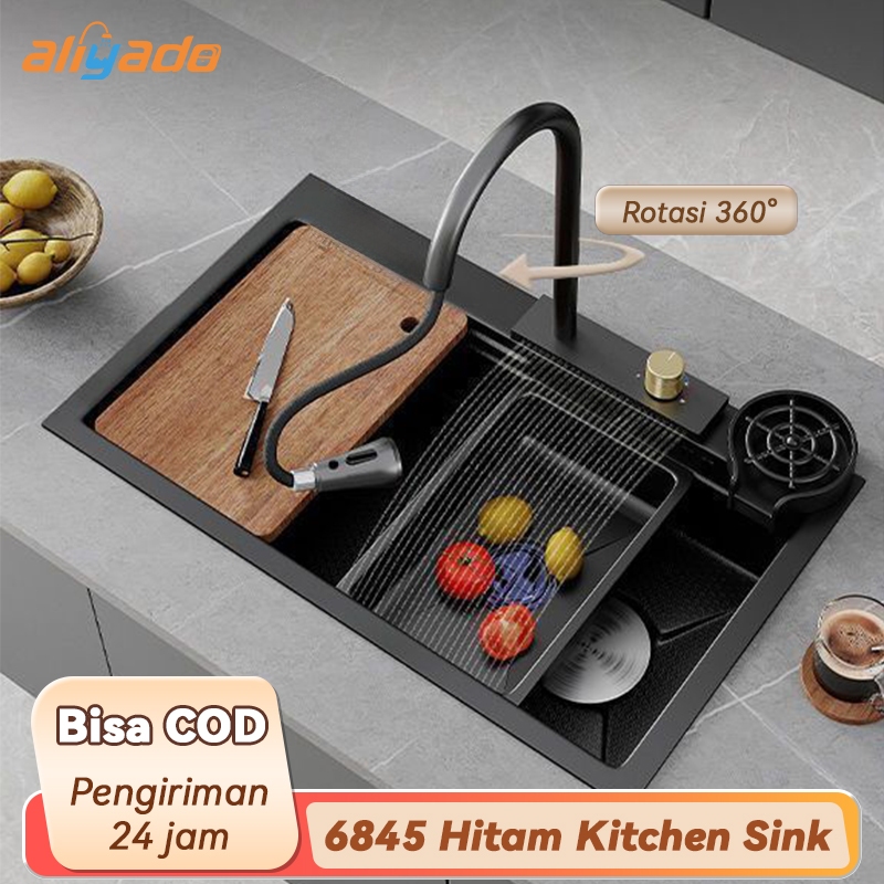 Jual ⚡Ready&Garansi⚡Luxury Hitam Stainless Steel Kitchen Sink 1 Bowl ...