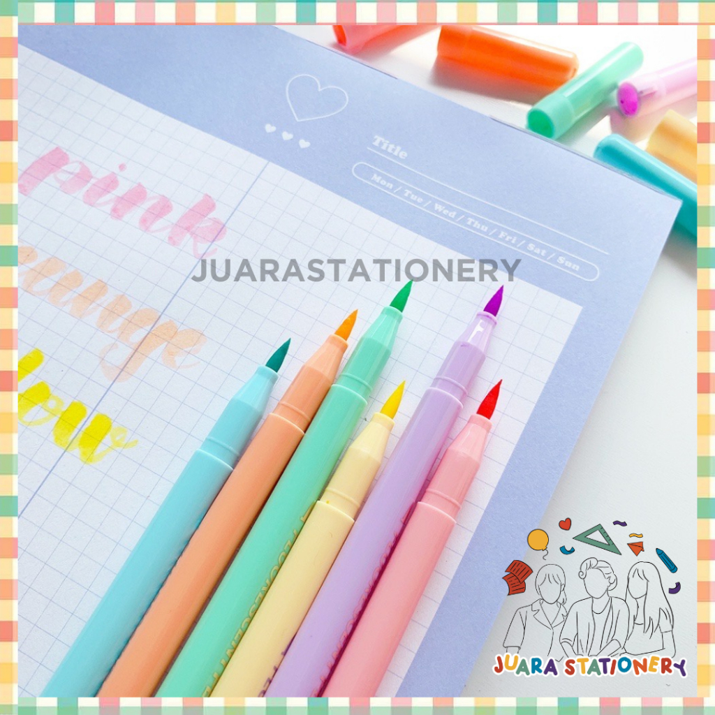 Jual 810 - Brush Pen / Lettering Pen Pastel / Spidol Warna Warni Dua ...