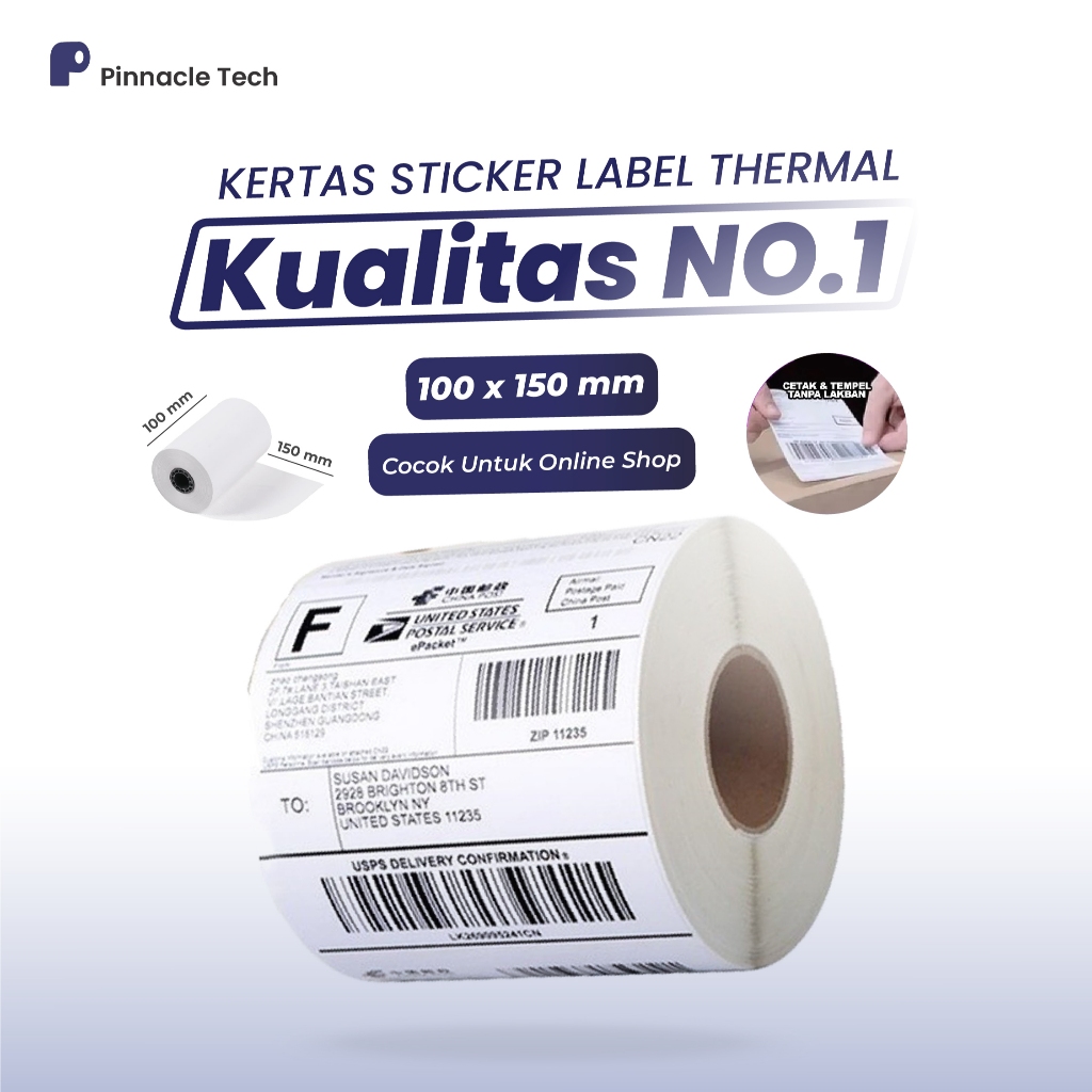 Jual Kertas Label Barcode 100 X 150 Kertas Stiker Thermal 100x150 mm (500 pcs) | Shopee Indonesia