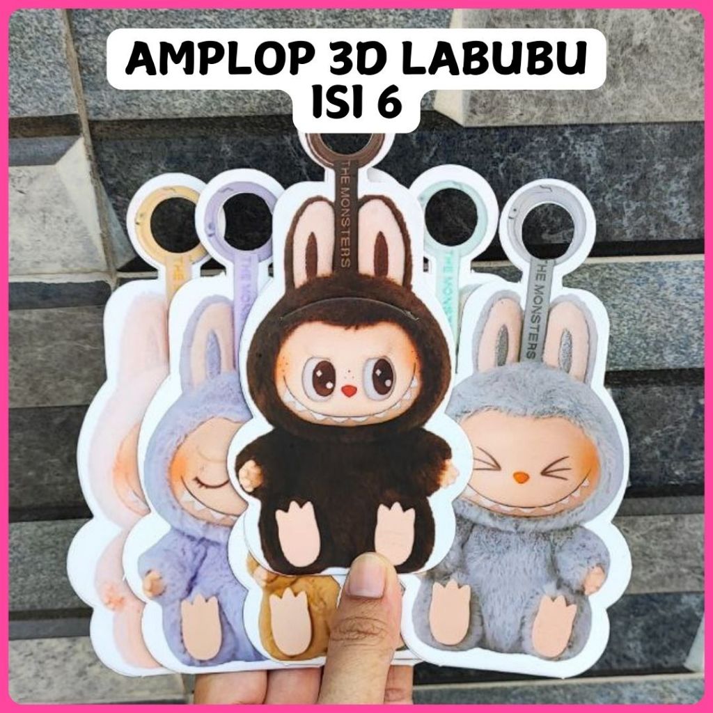 Jual Amplop 3D labubu isi 6 lucu unik 2025 thr lebaran angpau idul ...